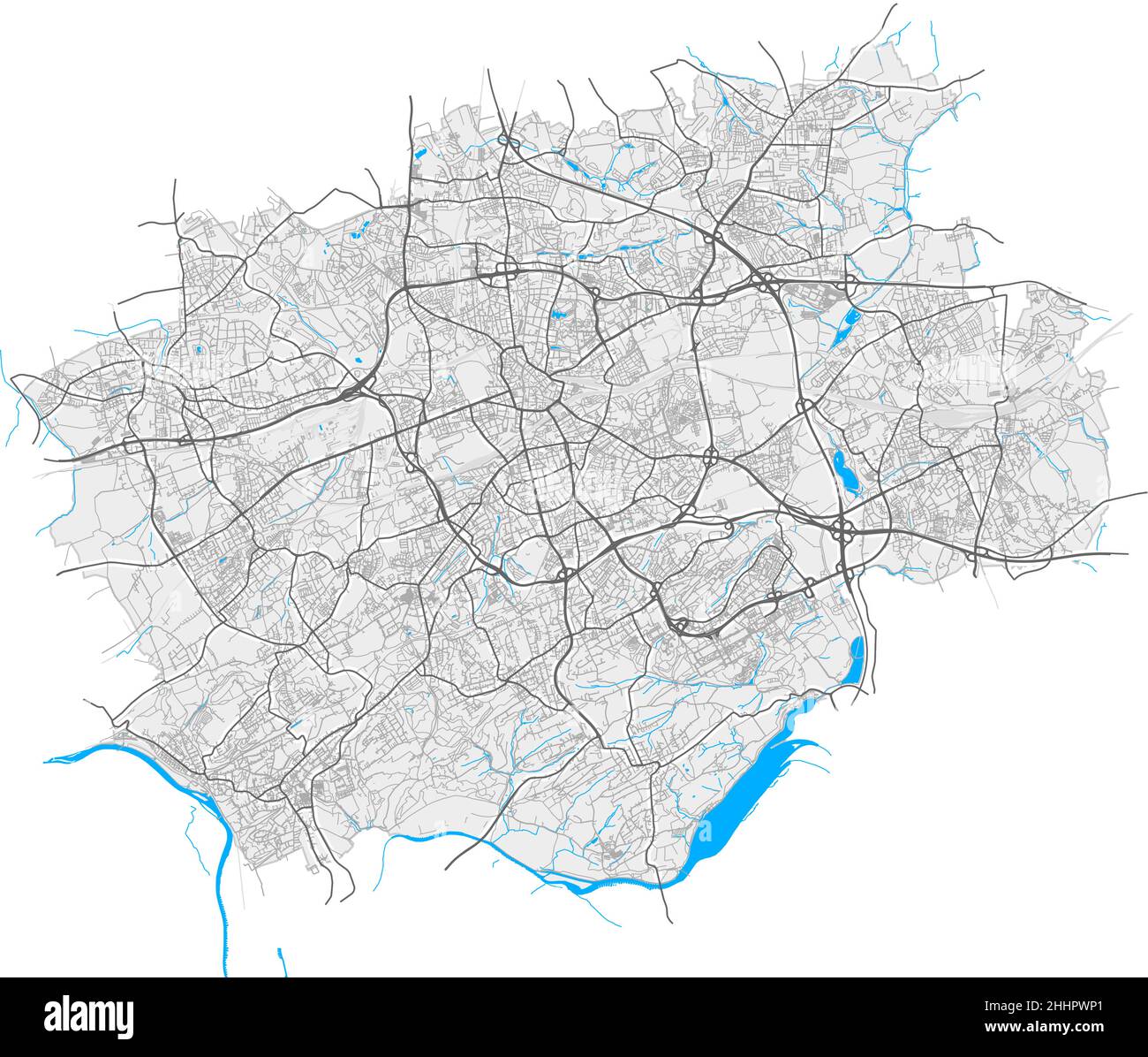 Bochum, North Rhine-Westphalia, Germany high resolution vector map with ...