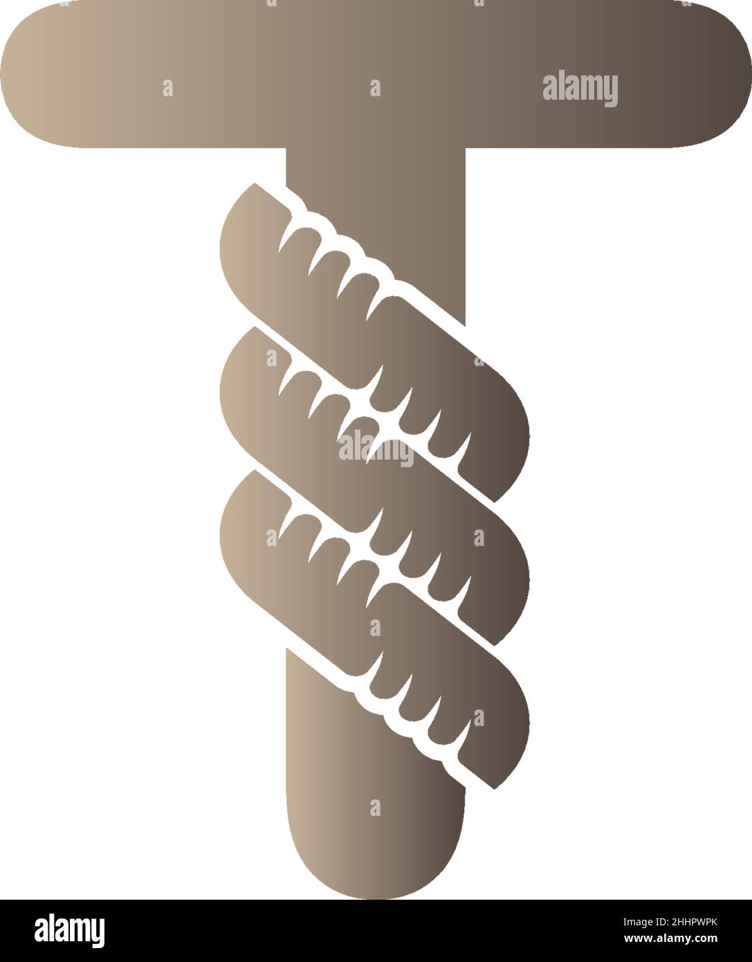 Letter T wrapped in rope icon logo design illustration vector Stock ...