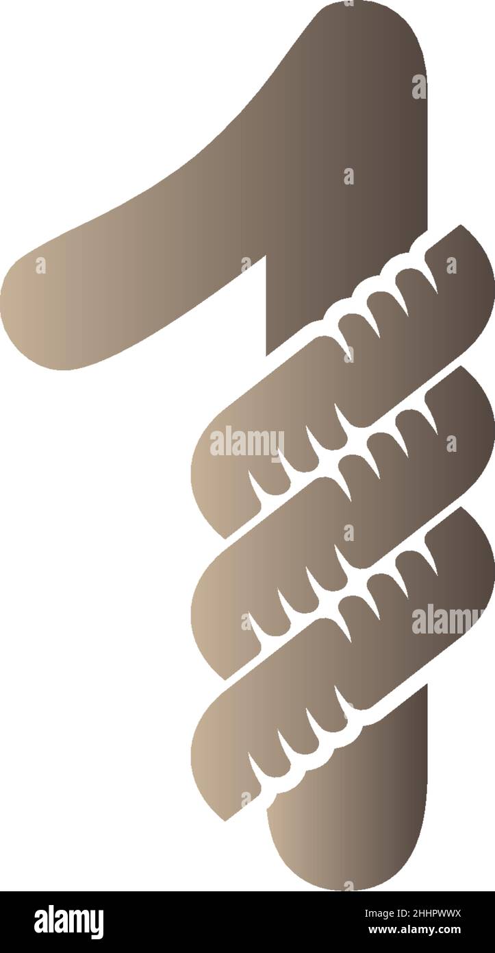 Number 1 wrapped in rope icon logo design illustration vector Stock ...
