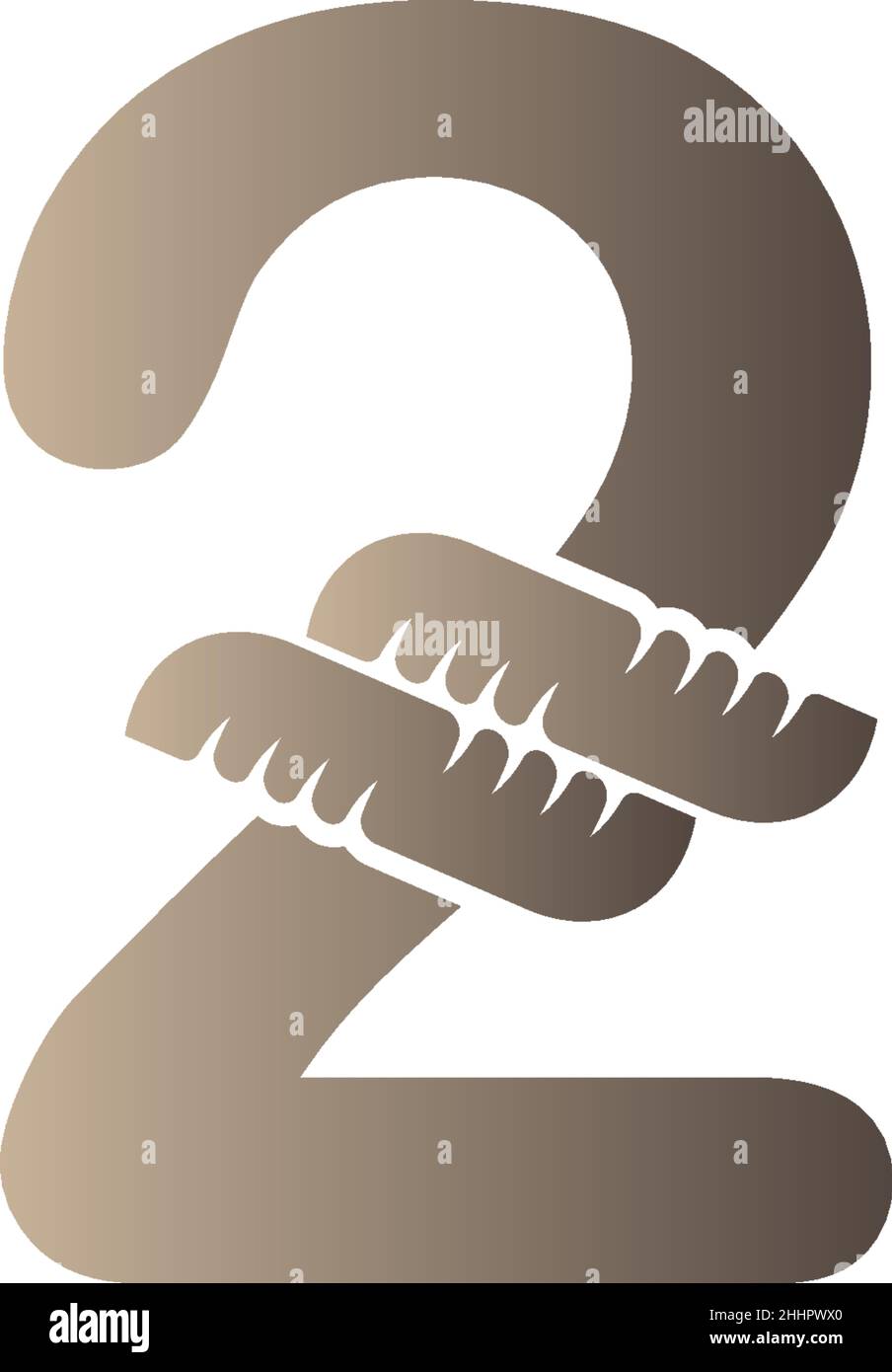 Number 2 wrapped in rope icon logo design illustration vector Stock ...