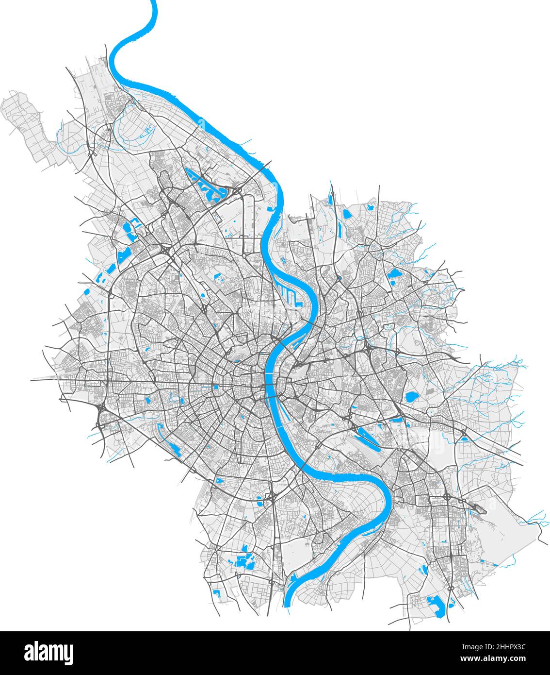 Koln, North Rhine-Westphalia, Germany high resolution vector map with ...