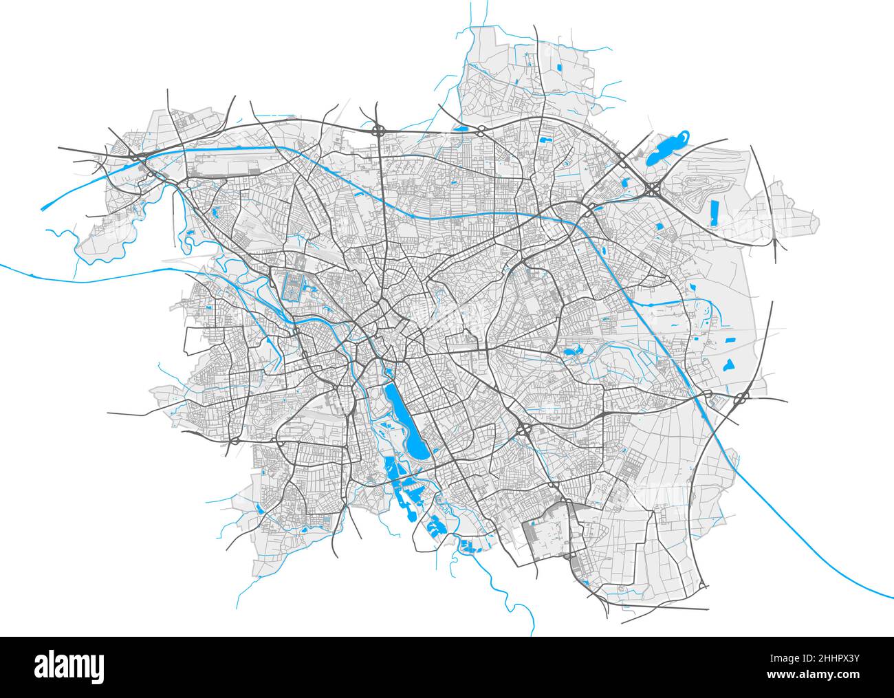 Hannover, Lower Saxony, Germany high resolution vector map with city ...