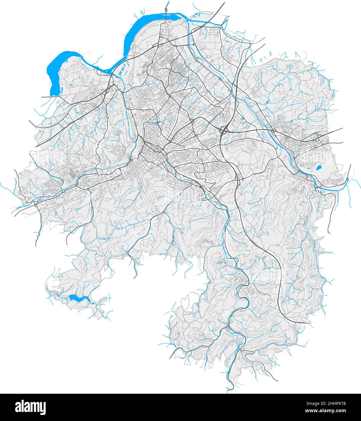 Hagen, North Rhine-Westphalia, Germany high resolution vector map with ...