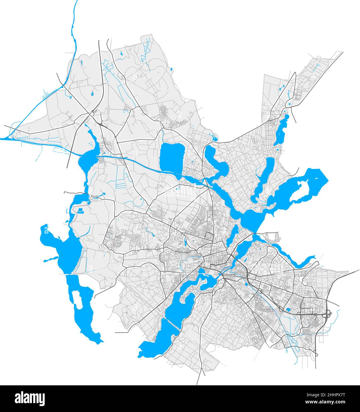 Potsdam, Brandenburg, Germany high resolution vector map with city ...