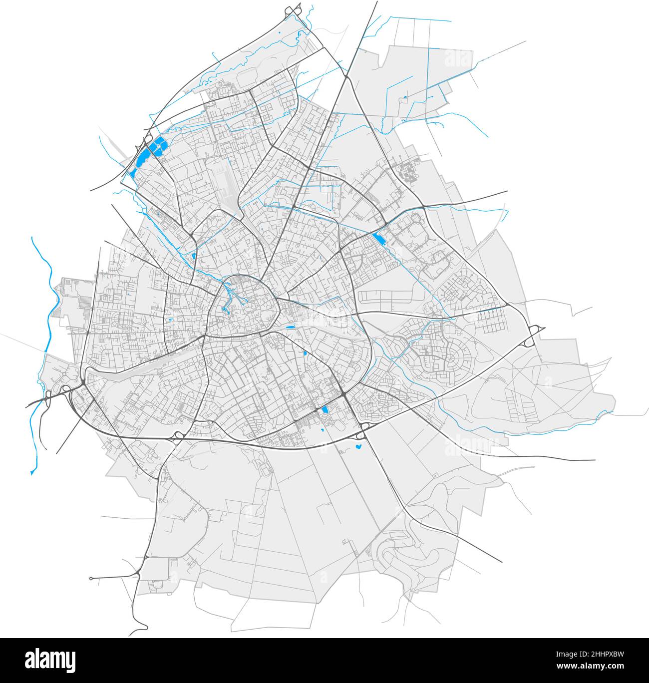 Paderborn, North Rhine-Westphalia, Germany high resolution vector map ...