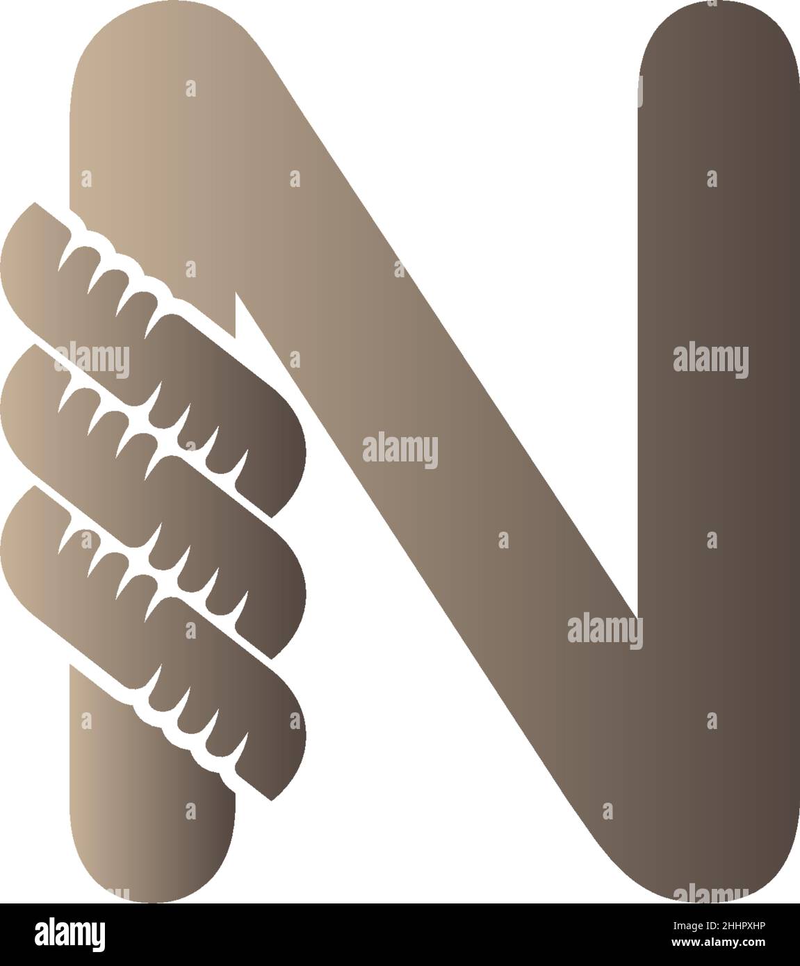 Letter N wrapped in rope icon logo design illustration vector Stock ...