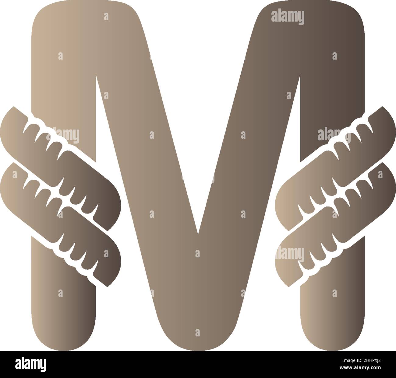 Letter M wrapped in rope icon logo design illustration vector Stock ...