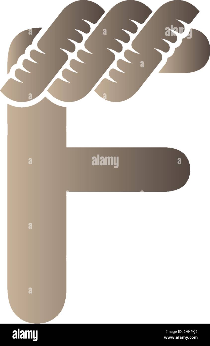 Letter F wrapped in rope icon logo design illustration vector Stock ...
