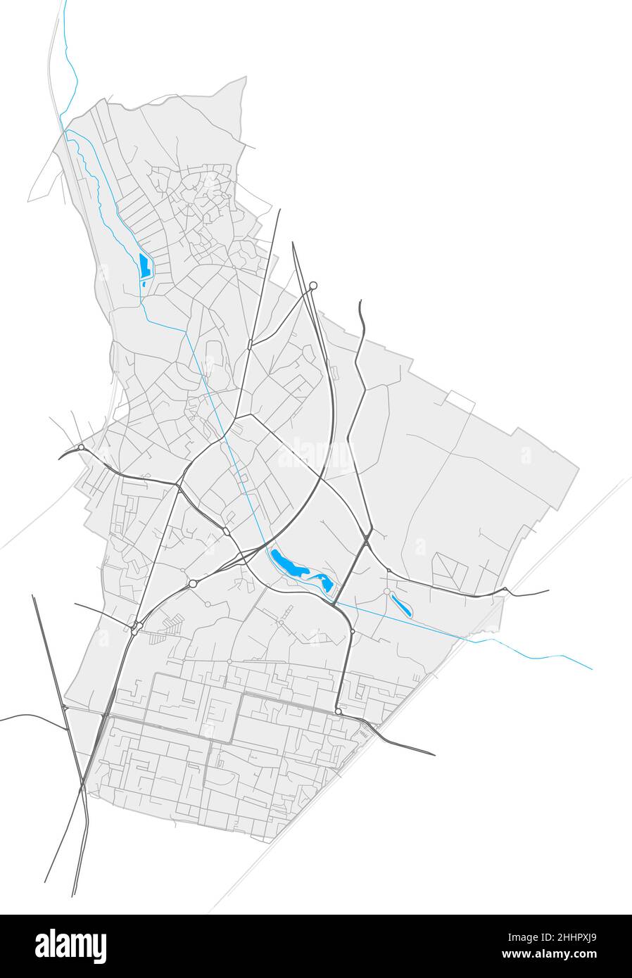 Sarcelles, Val-d Oise, France high resolution vector map with city ...