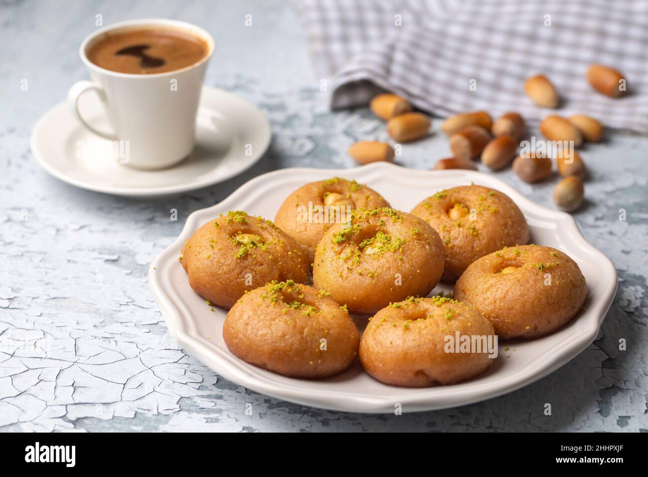 Traditional delicious Turkish dessert (Turkish name; Sekerpare Stock ...