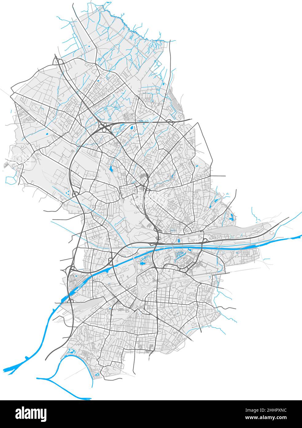 Oberhausen, North Rhine-Westphalia, Germany high resolution vector map ...