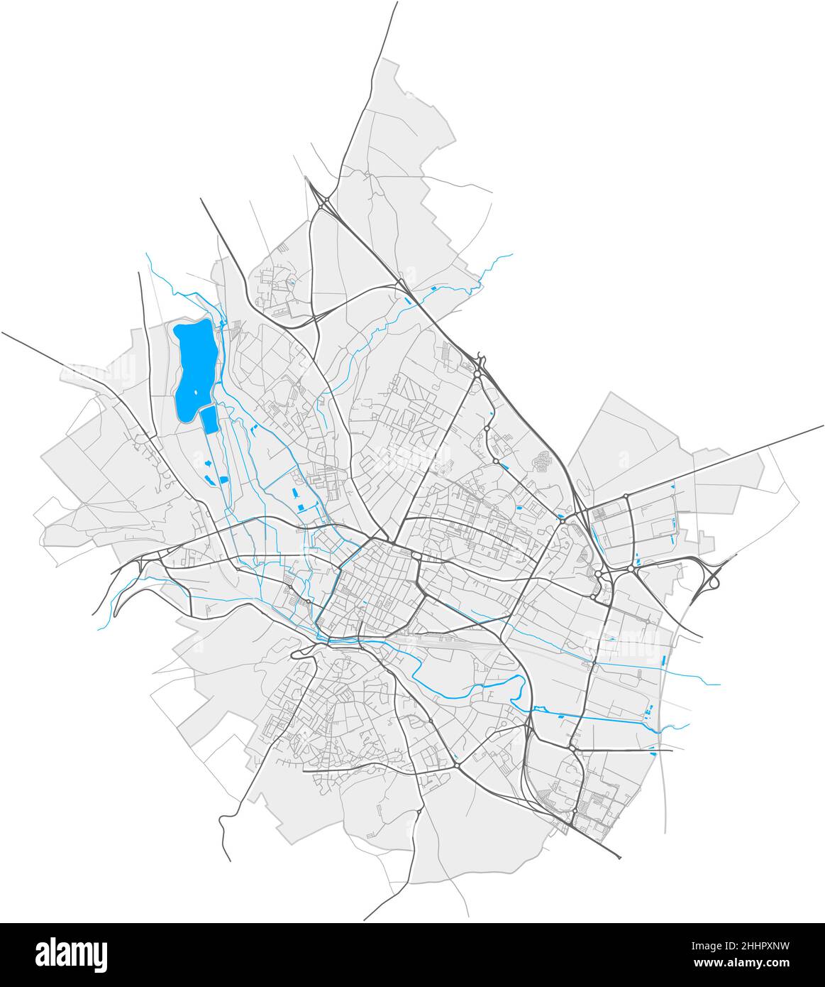 Beauvais, Oise, France high resolution vector map with city boundaries ...