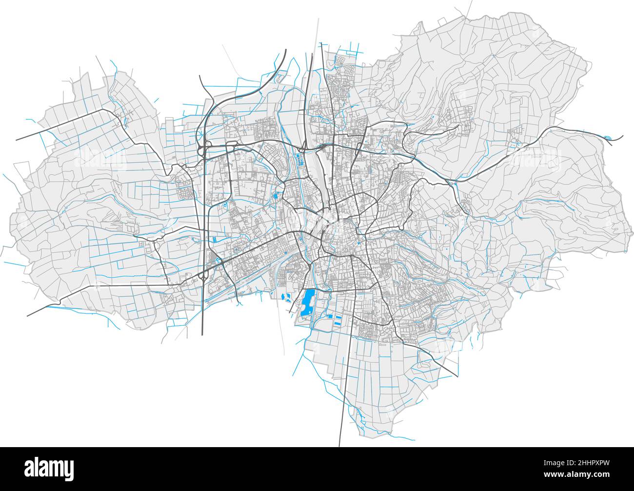 Gottingen, Lower Saxony, Germany high resolution vector map with city ...