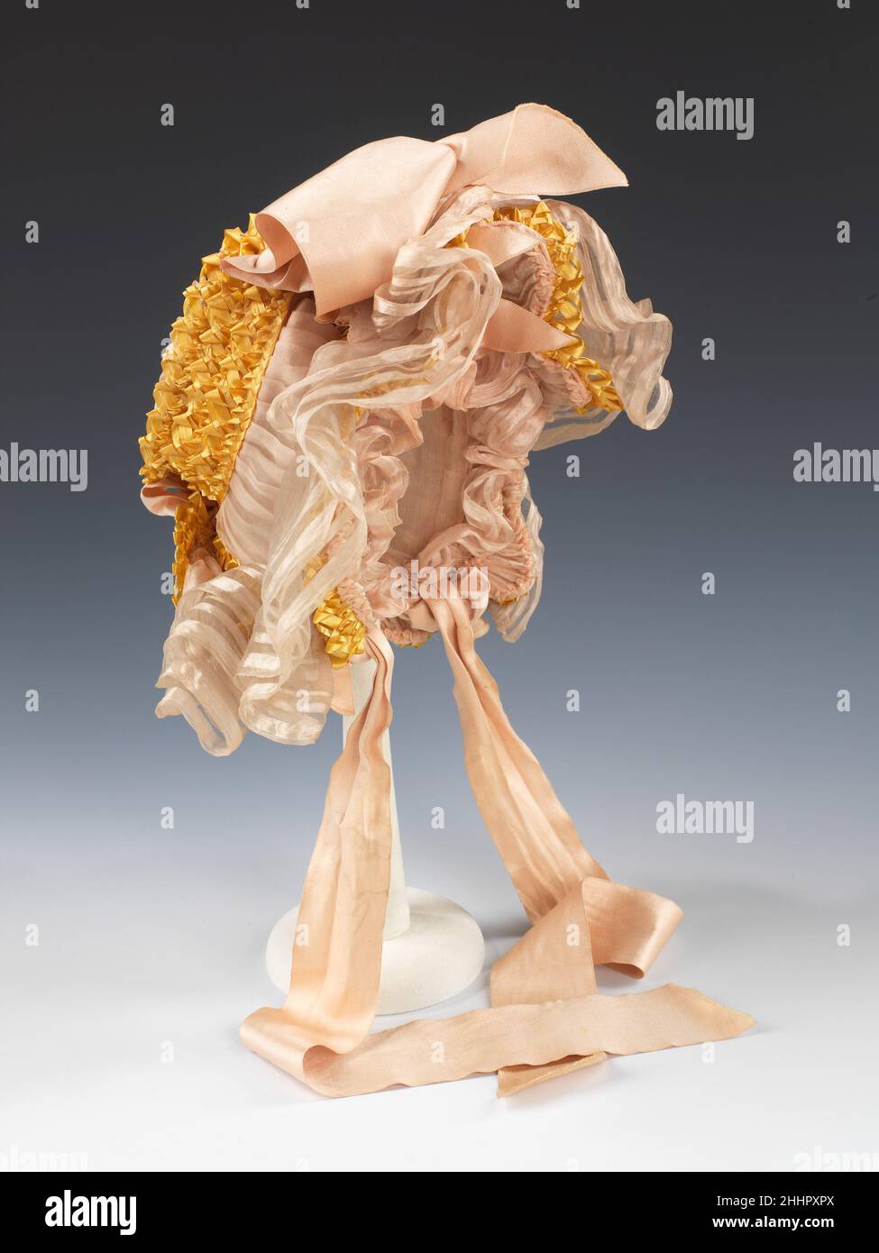 Bonnet ca. 1890 American This confection of airy materials and complex ...