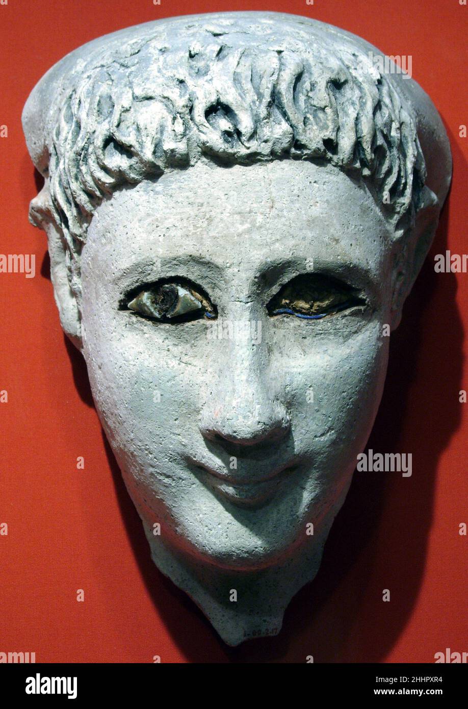 Mask of a man with loose hair combed forward and a mantle A.D. 120–150 ...