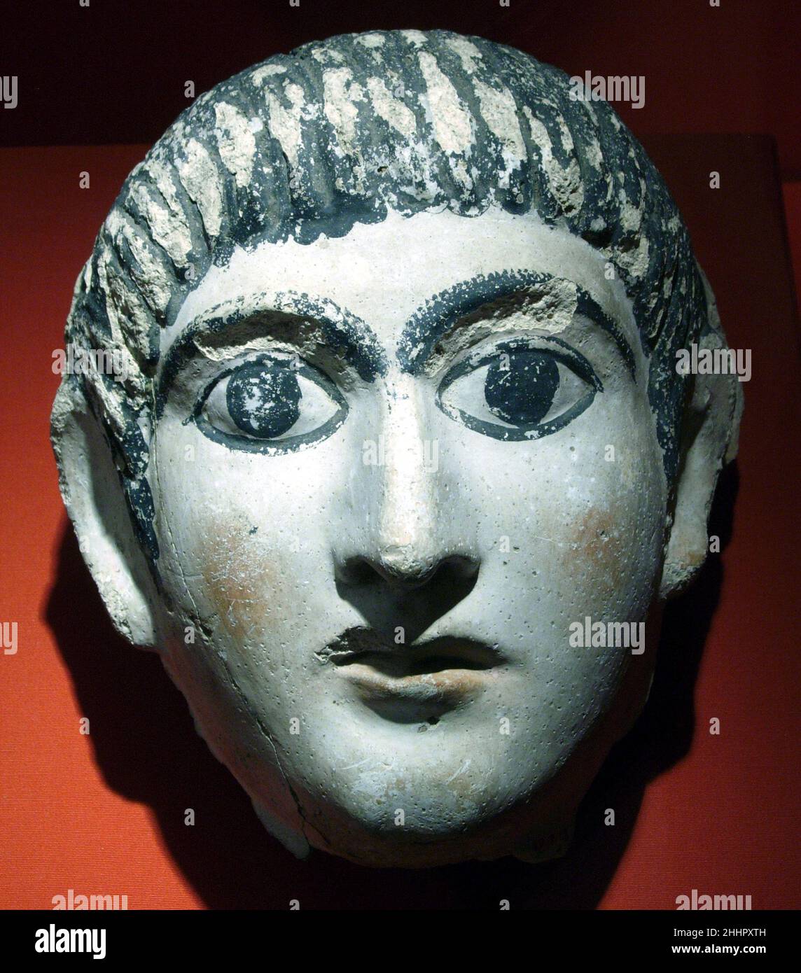 Mask of a man with hair combed forward and a mantle A.D. 2nd century ...