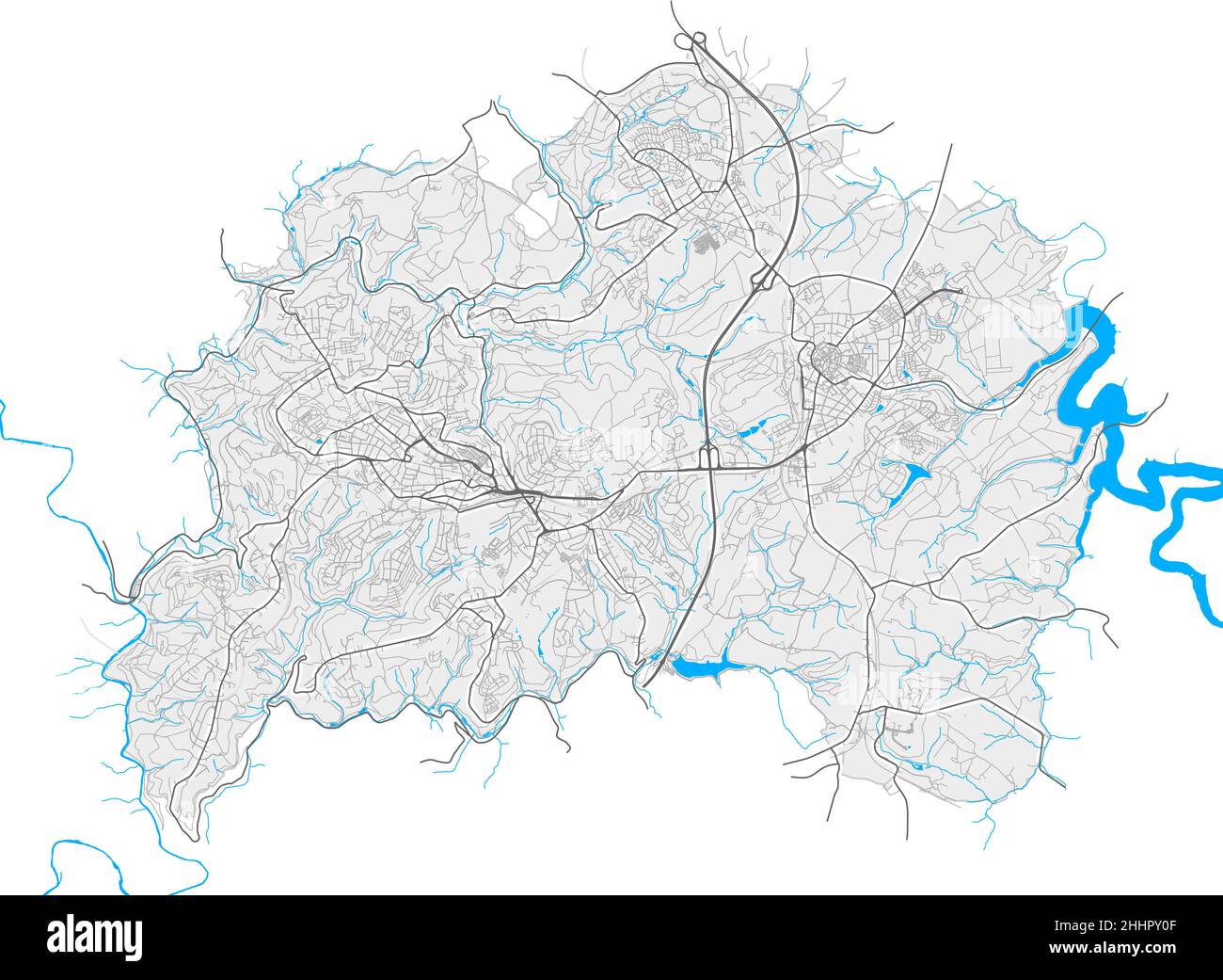 Remscheid, North Rhine-Westphalia, Germany high resolution vector map ...