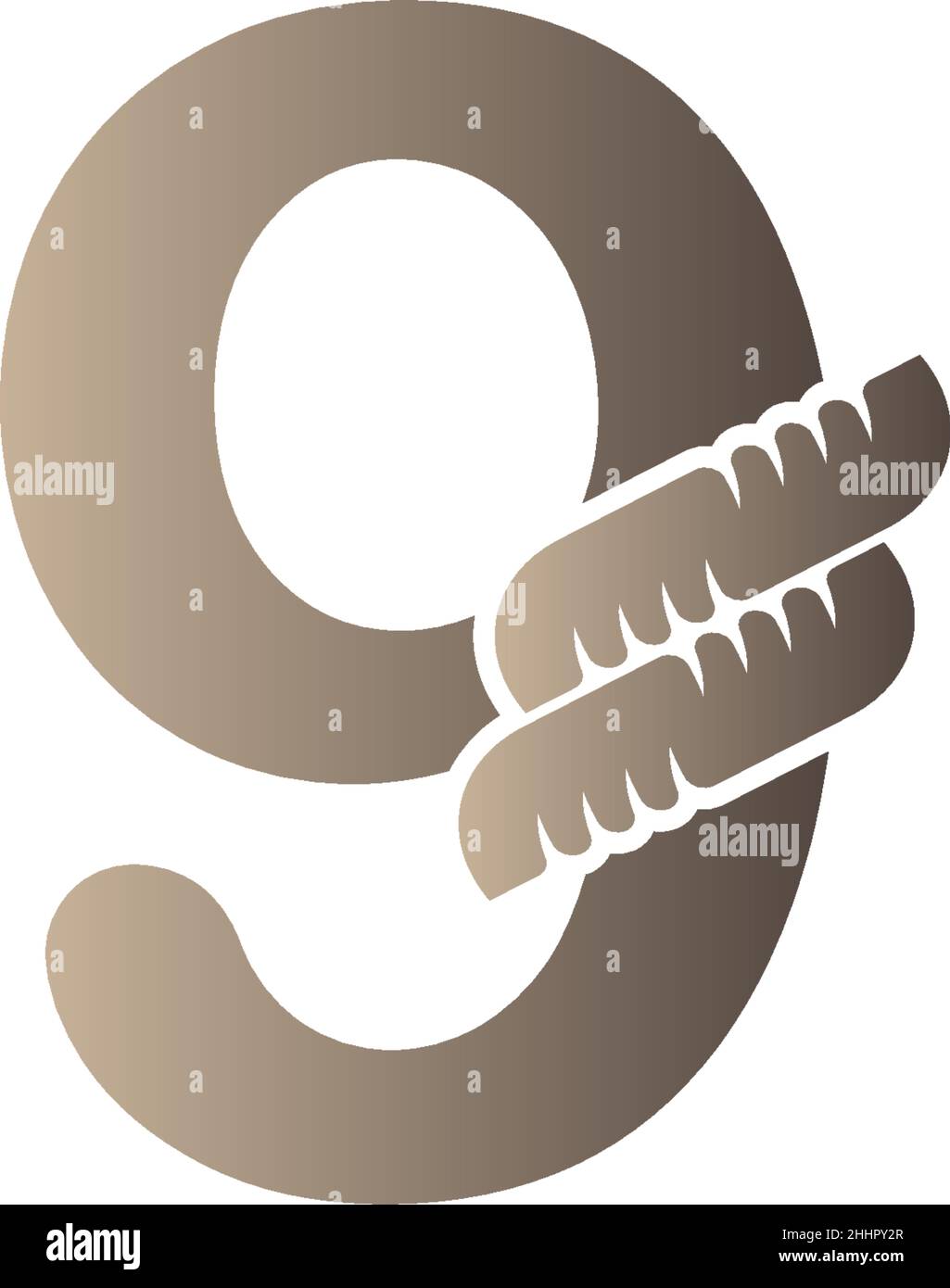 Number 9 wrapped in rope icon logo design illustration vector Stock ...