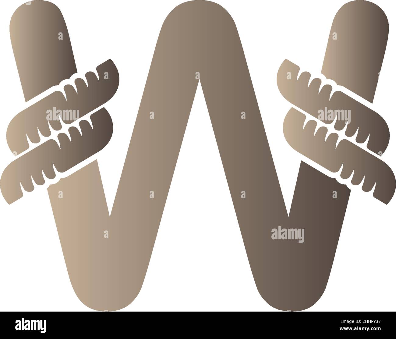 Letter W wrapped in rope icon logo design illustration vector Stock ...