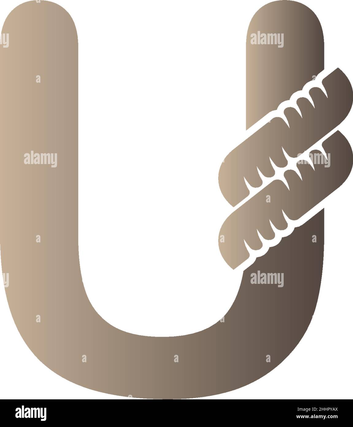 Letter U wrapped in rope icon logo design illustration vector Stock ...
