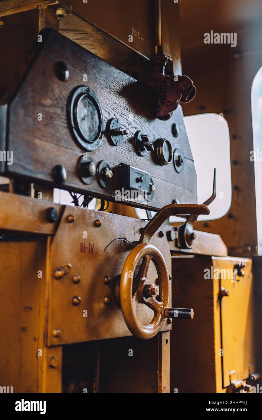 Inside cabin of a diesel engine locomotive Stock Photo - Alamy