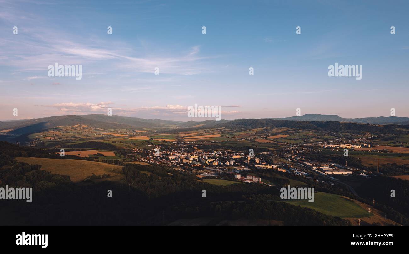 View of city of Brezno and its surrounds at goldenhour from a newrby ...