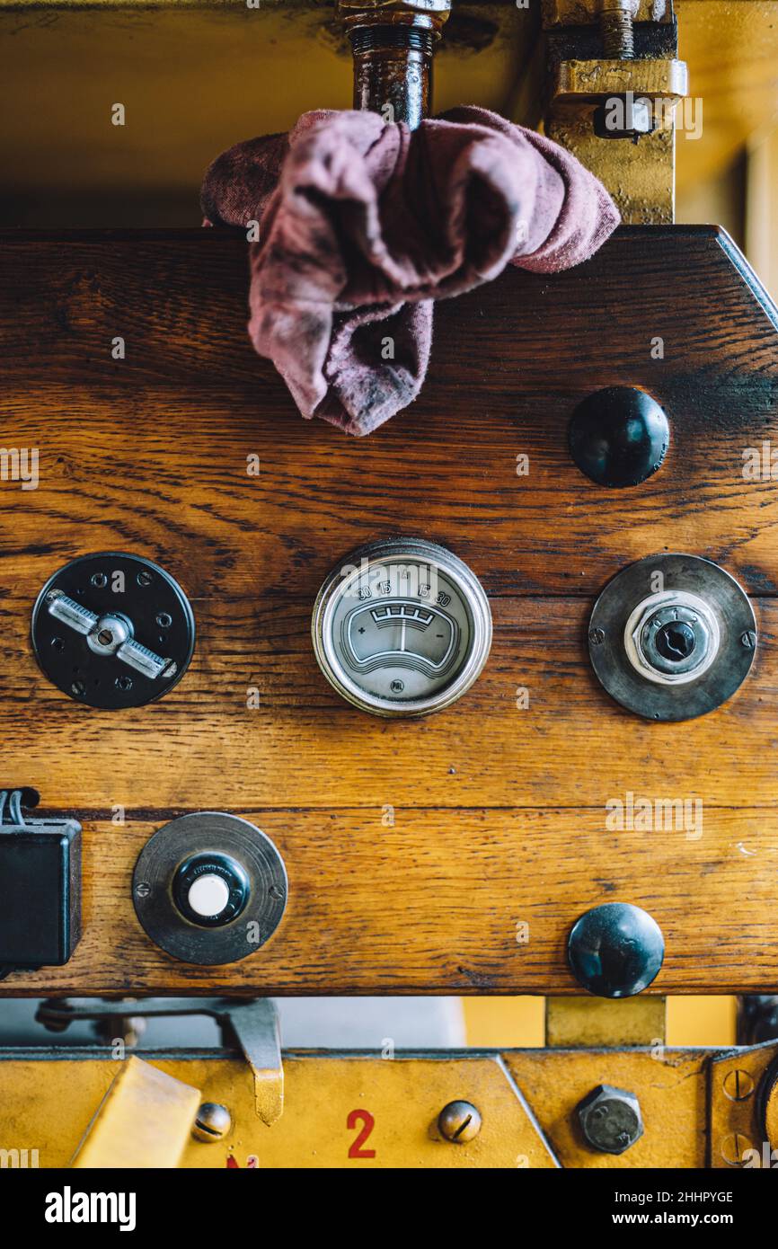 Inside cabin of a diesel engine locomotive Stock Photo - Alamy