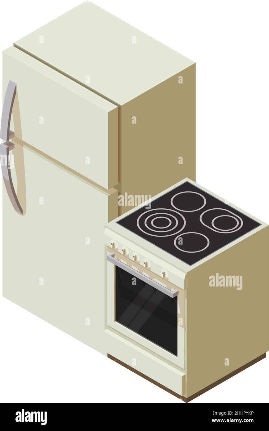 Kitchen appliance icon isometric vector. New refrigerator and electric ...
