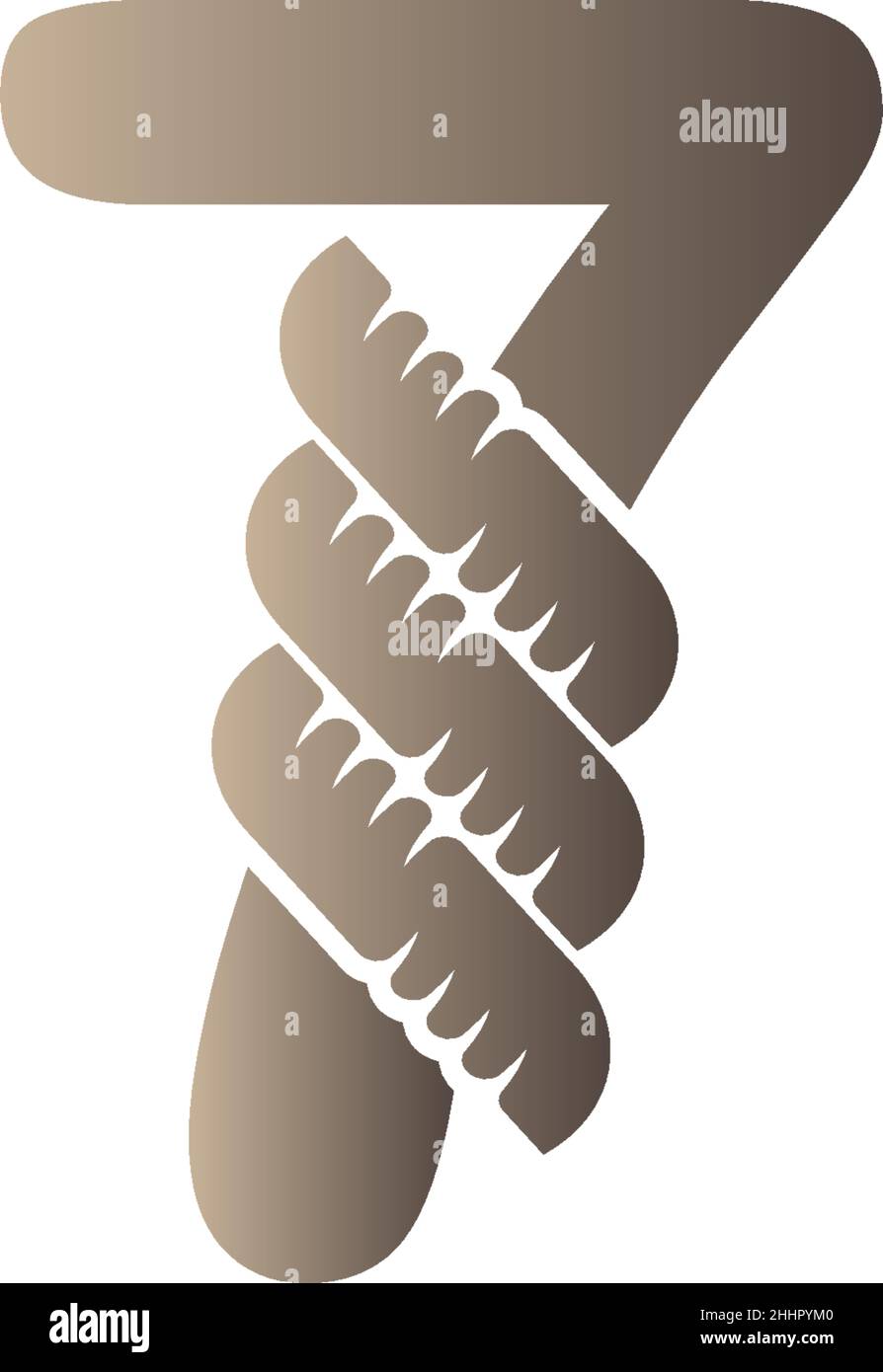 Number 7 wrapped in rope icon logo design illustration vector Stock ...