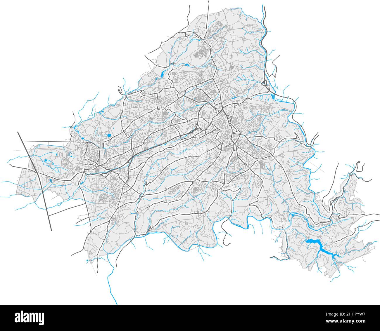 Solingen, North Rhine-Westphalia, Germany high resolution vector map ...