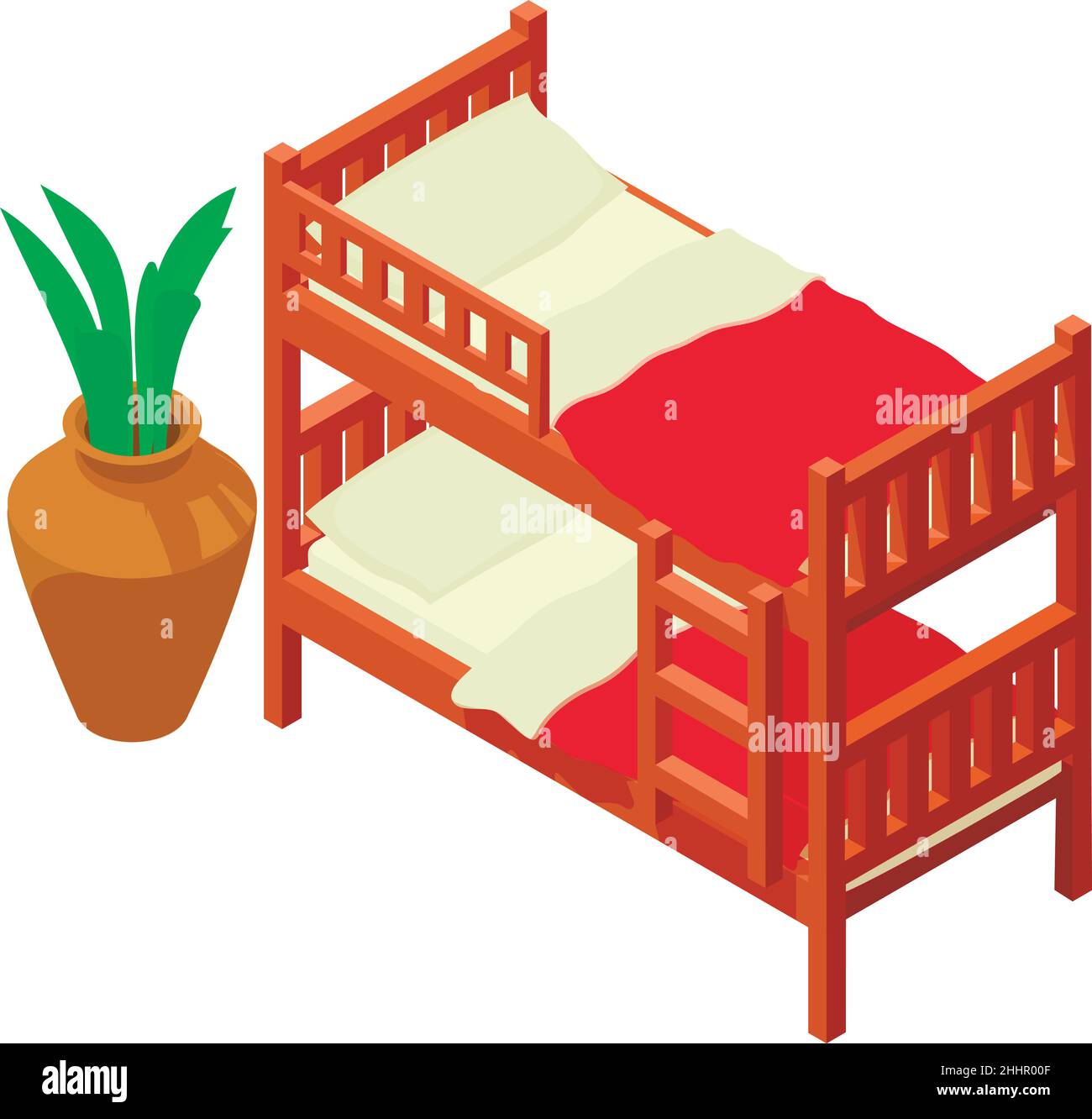 Vector Wooden Bunk Bed For Children In Isometric Stock Illustration