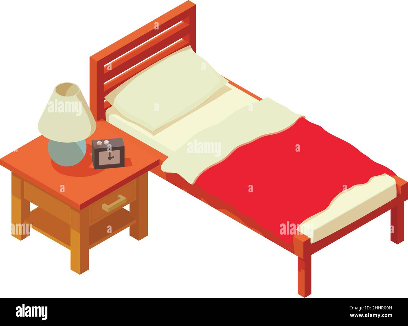 Bedroom furniture icon isometric vector. Single bed and bedside table ...