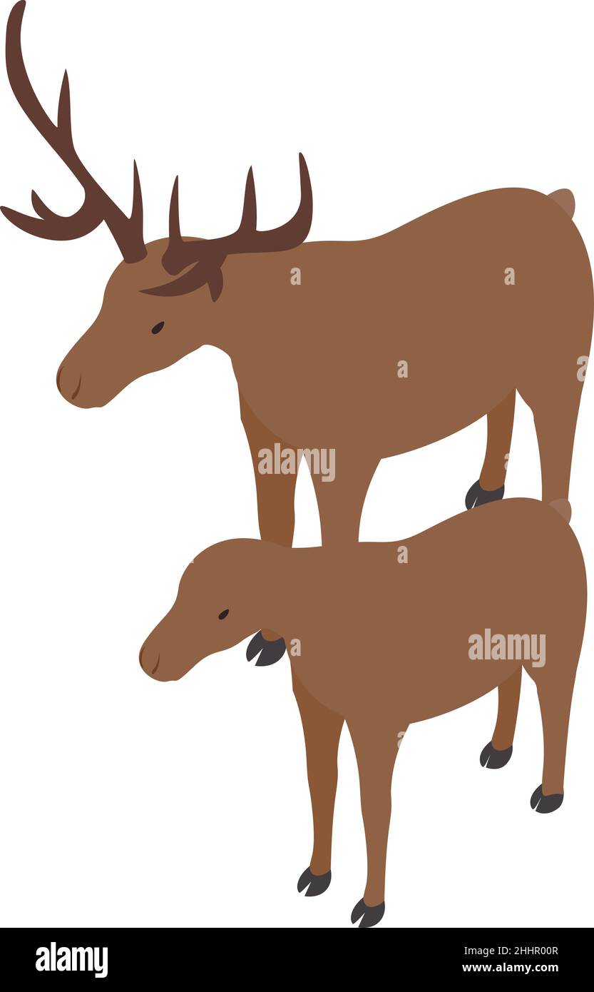 Switzerland wildlife icon isometric vector. Pair of wildl brown noble ...