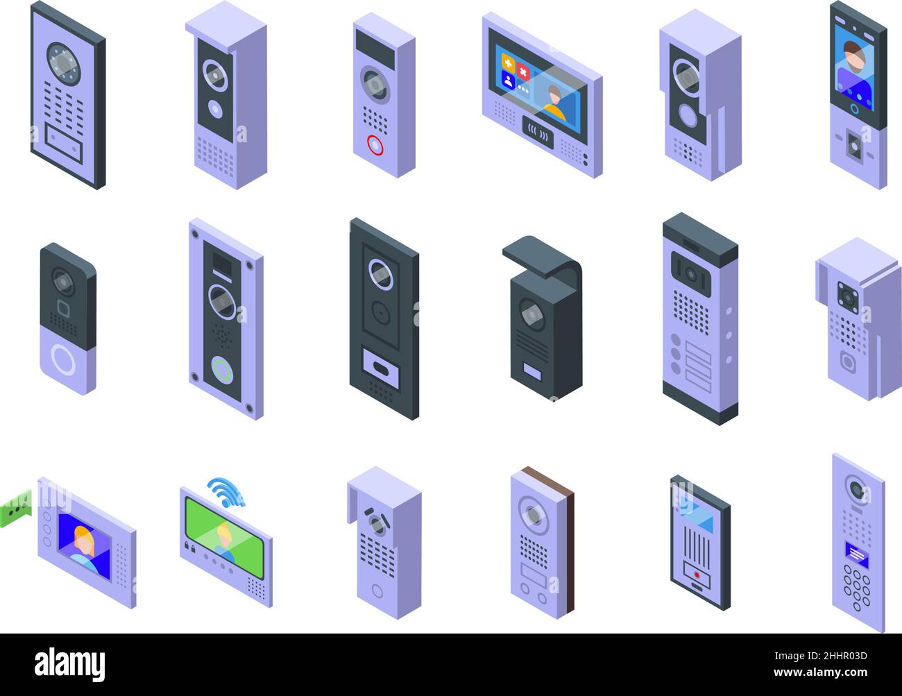 Video intercom icons set isometric vector. Door phone. Bell ideo Stock ...