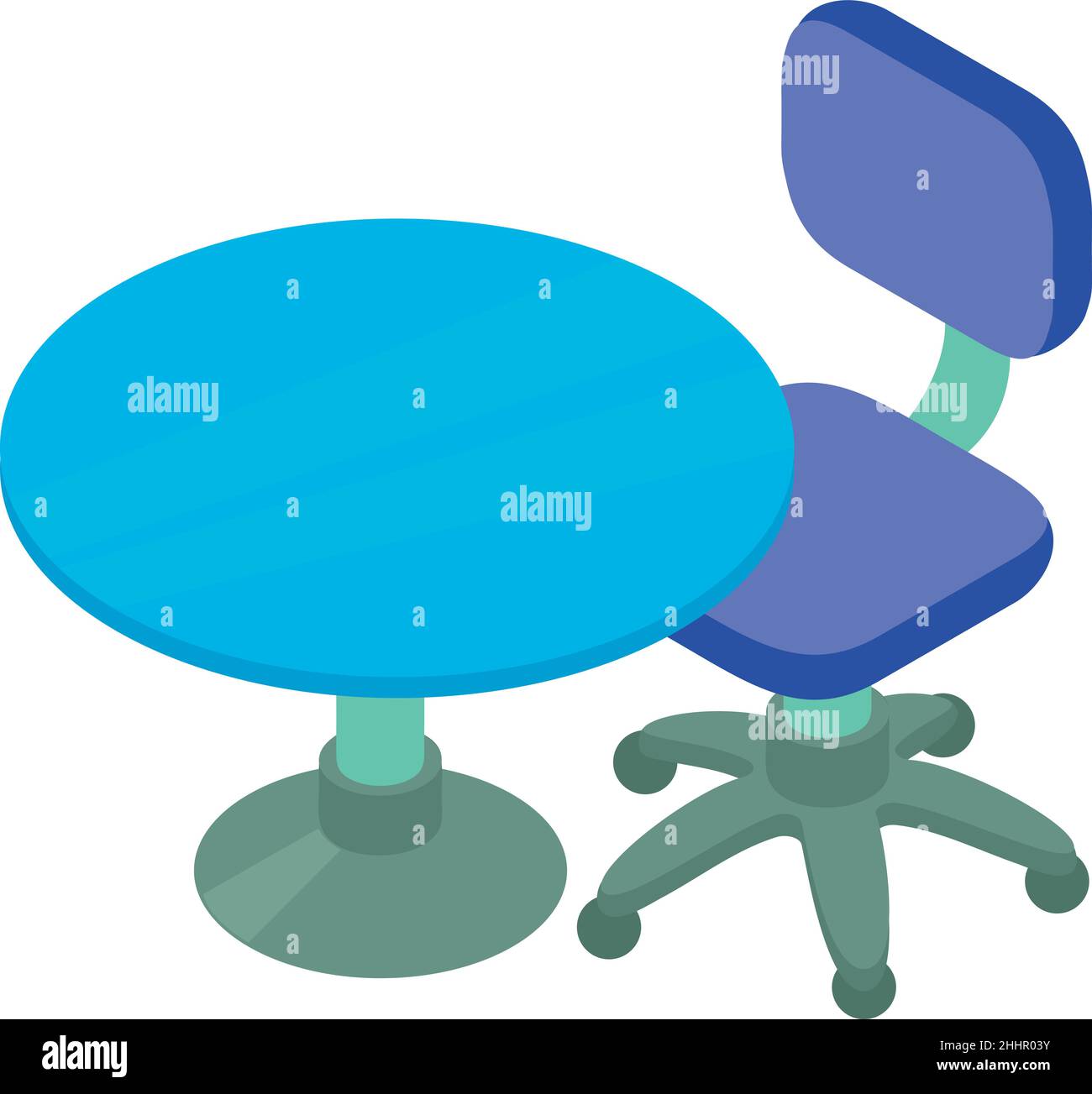 Children furniture icon isometric vector. Round table and swivel soft ...