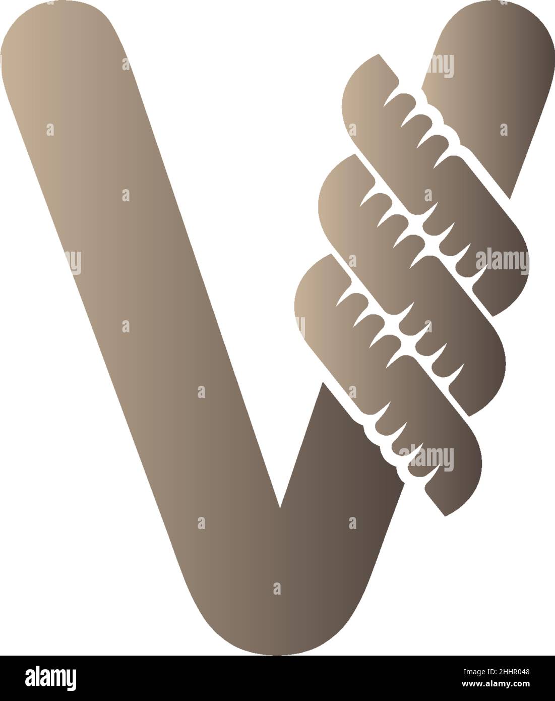 Letter V wrapped in rope icon logo design illustration vector Stock ...