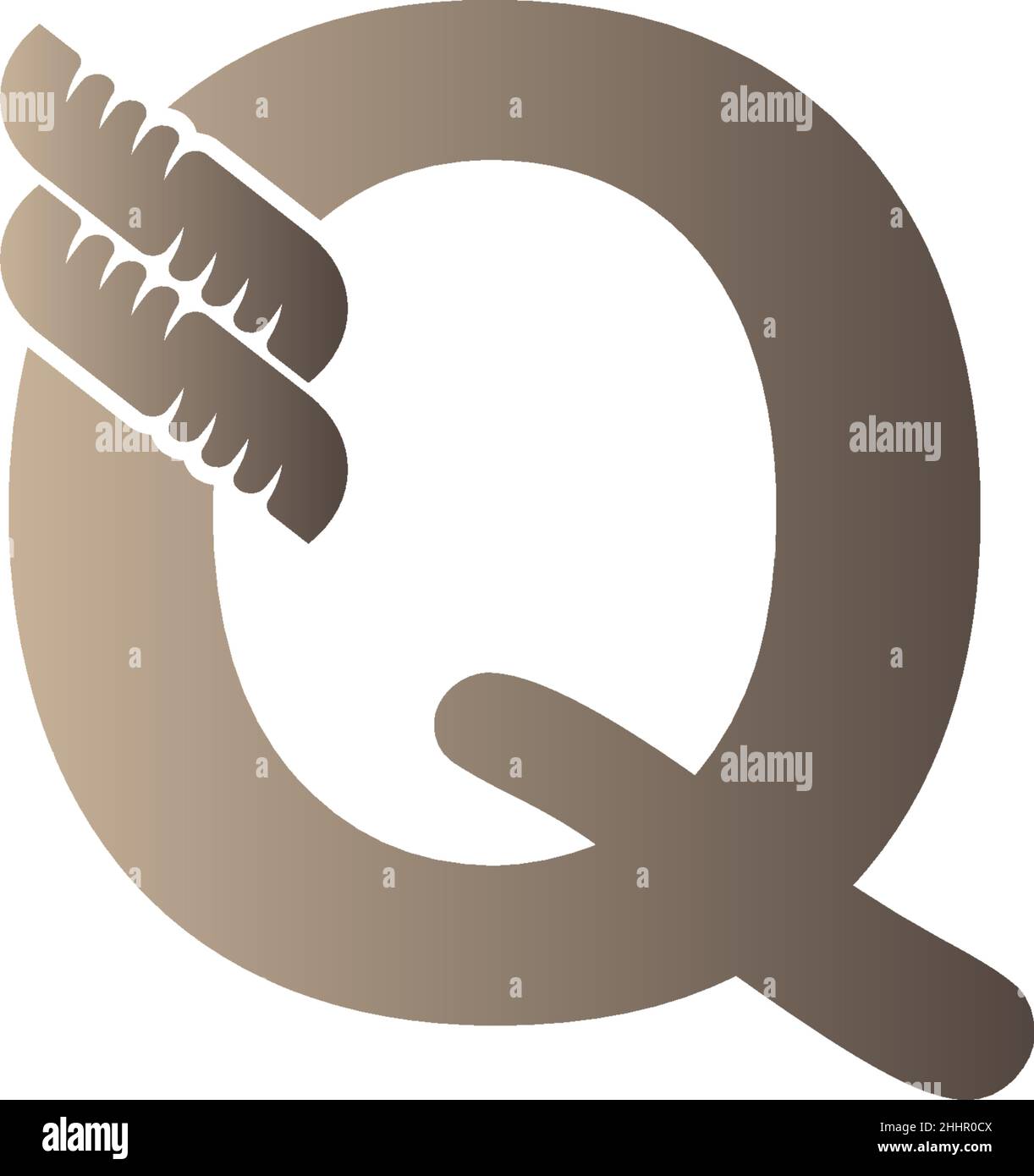 Letter Q wrapped in rope icon logo design illustration vector Stock ...