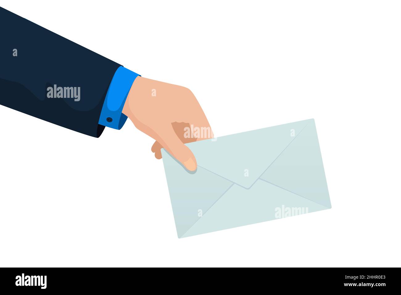 Businessman sending letter. Business man hand holding envelope ...