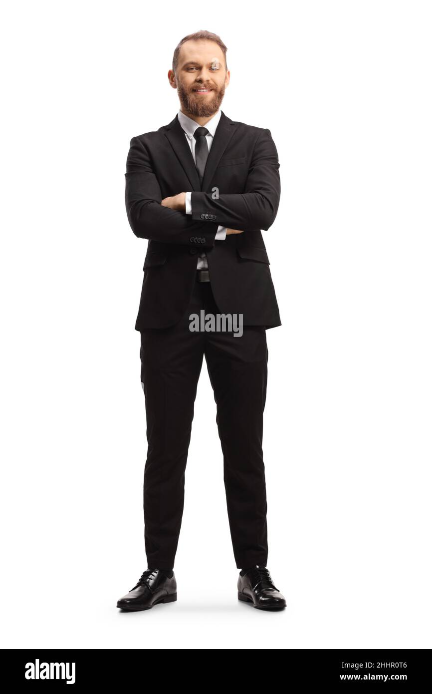 Full length portrait of a young professional man posing with crossed ...