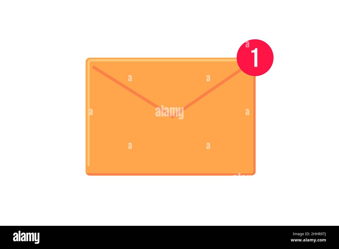 Yellow envelope with notification sign. Receipt of notice on letter ...