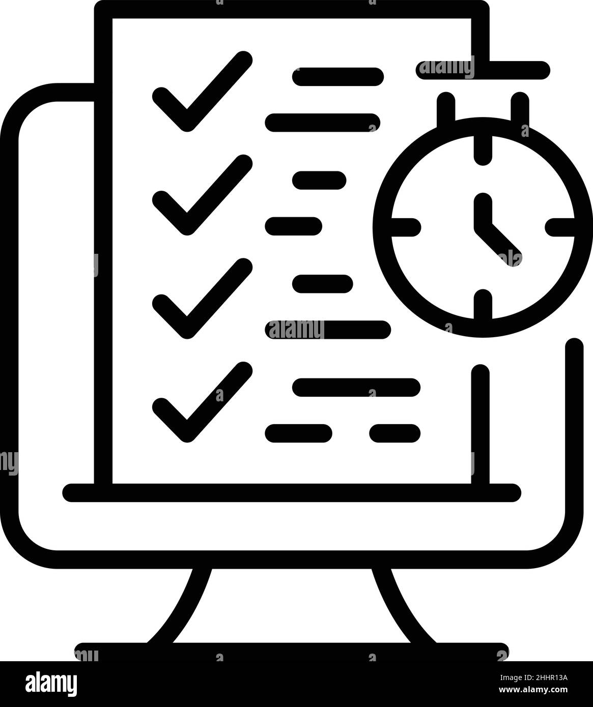 Computer test icon outline vector. Exam study. Online education Stock ...