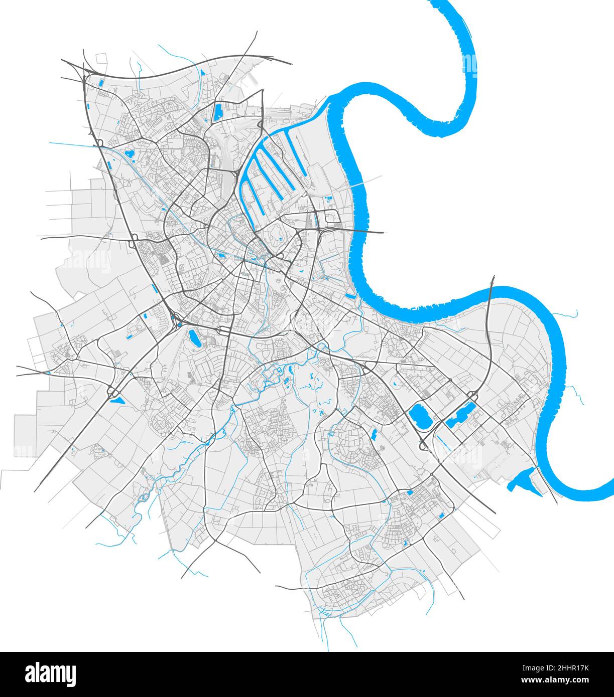 Neuss, North Rhine-Westphalia, Germany high resolution vector map with ...