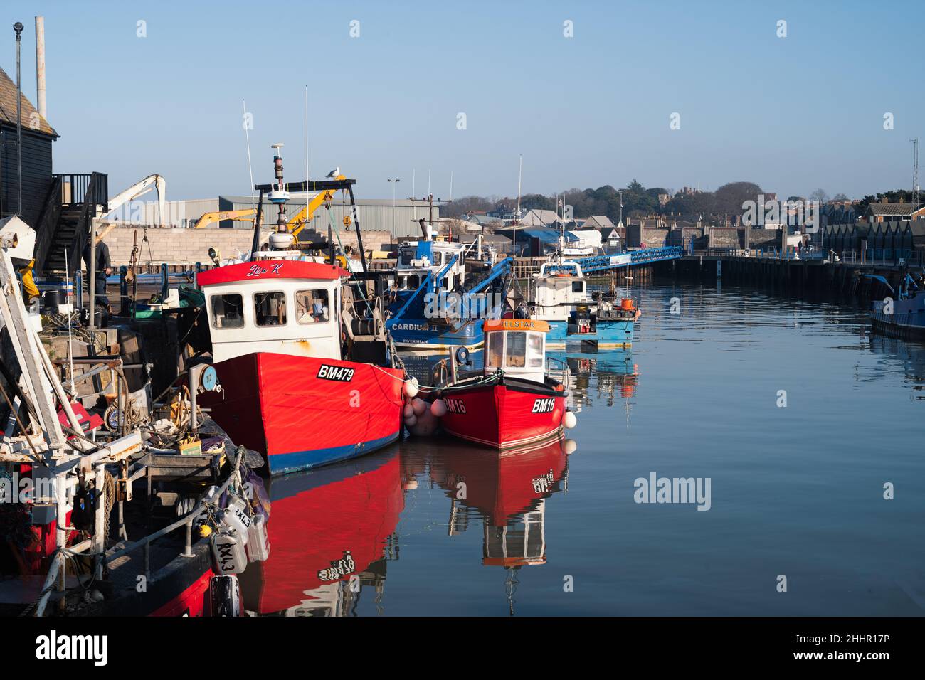 Whitstable, UK - Jan 18 2022 Colourful fishing boats in Whitstable ...