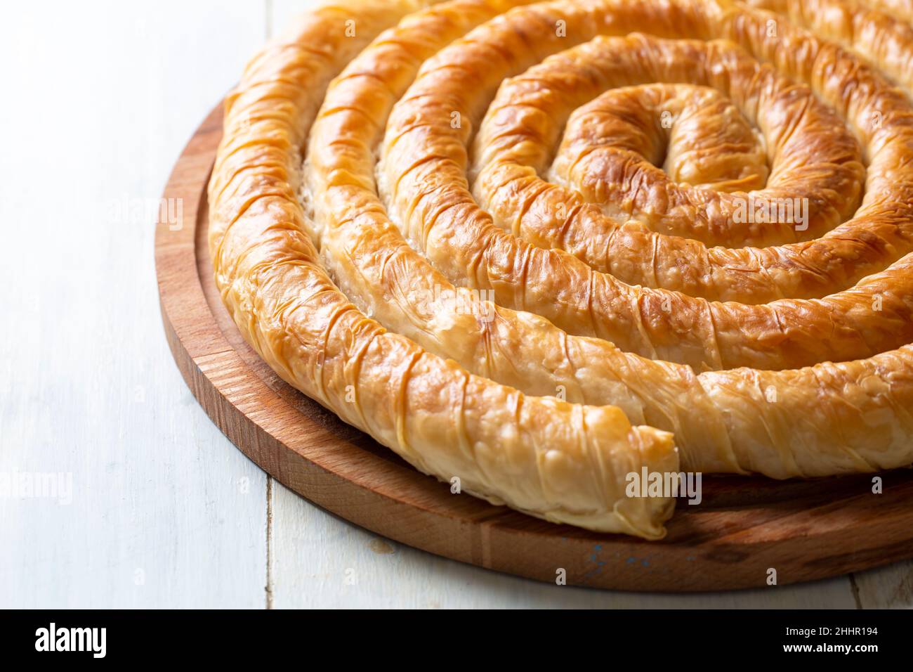 Turkish Tepsi Boregi, Round Borek, Tray pastry (Turkish name; rulo ...