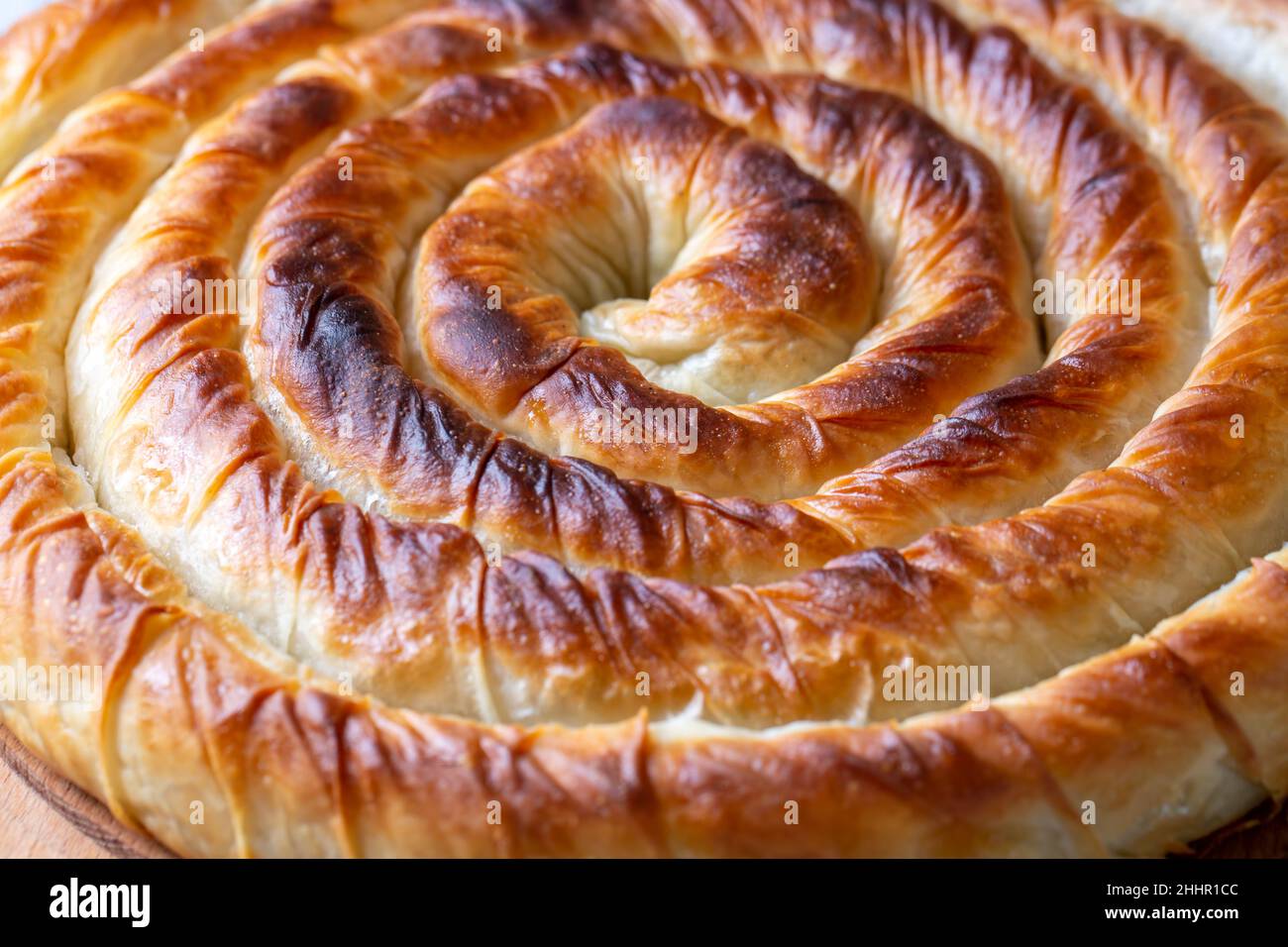 Turkish Tepsi Boregi, Round Borek, Tray pastry (Turkish name; rulo ...