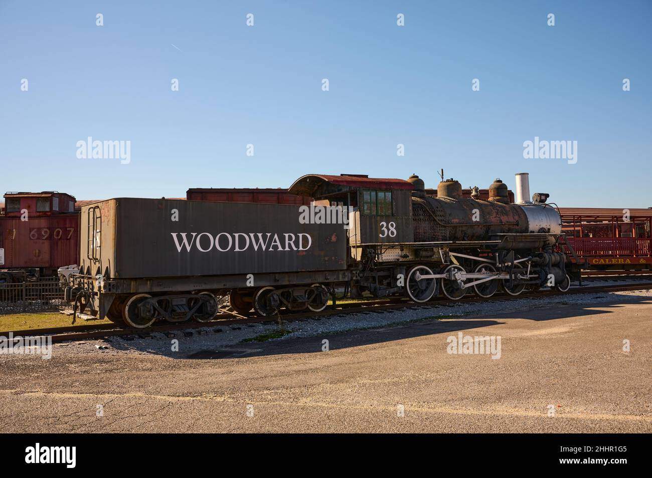Vintage old antique railroad steam engine or locomotive with a 2-8-0 ...