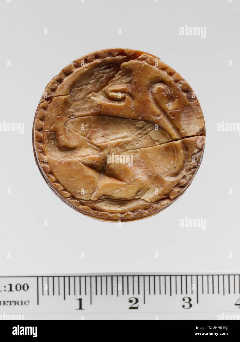 Ivory discoid seal early 7th century B.C. Greek Lion and flying bird ...