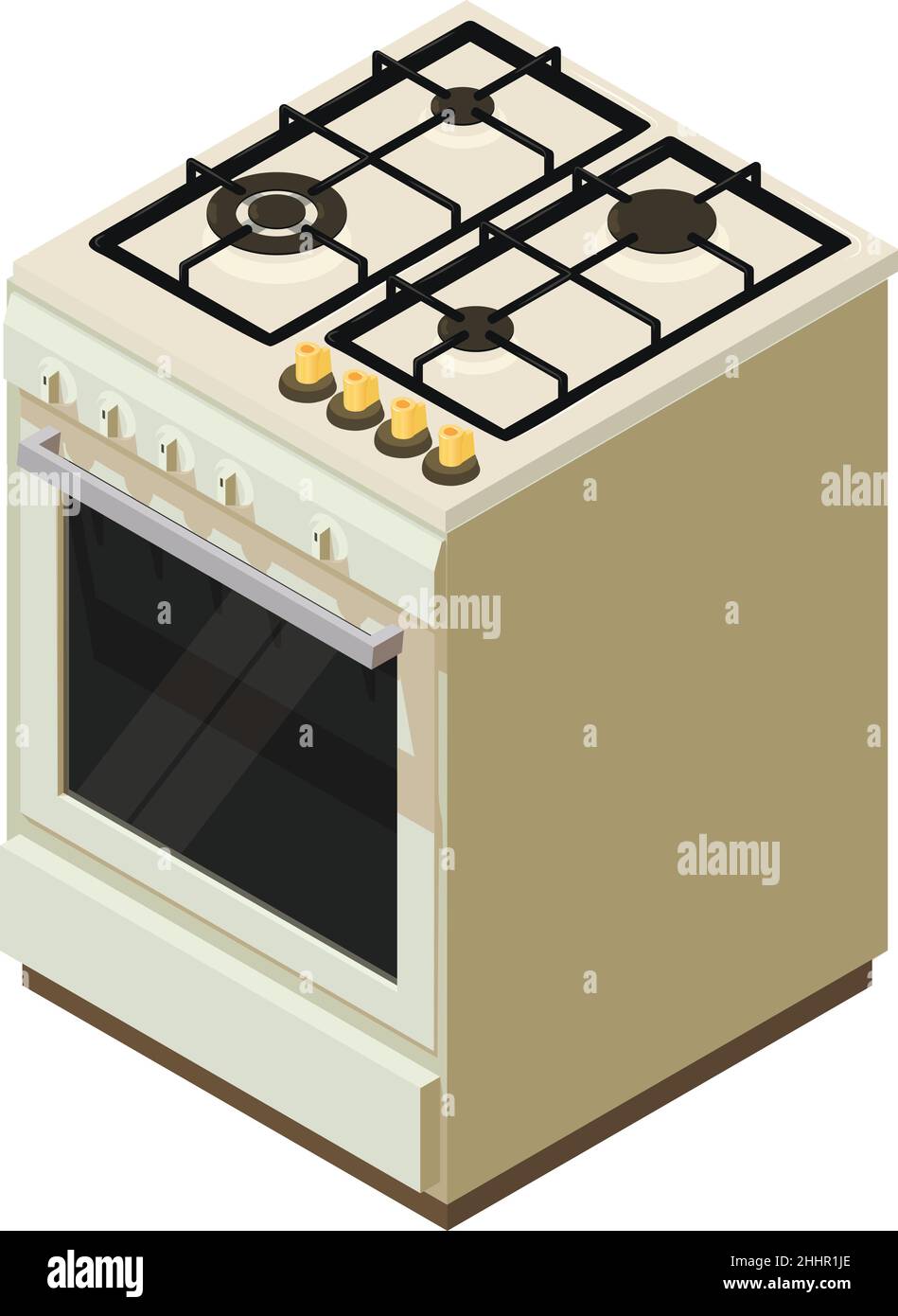 Gas stove icon isometric vector. New modern empty gas oven with four ... Gas stove icon isometric vector. New modern empty gas oven with four ...