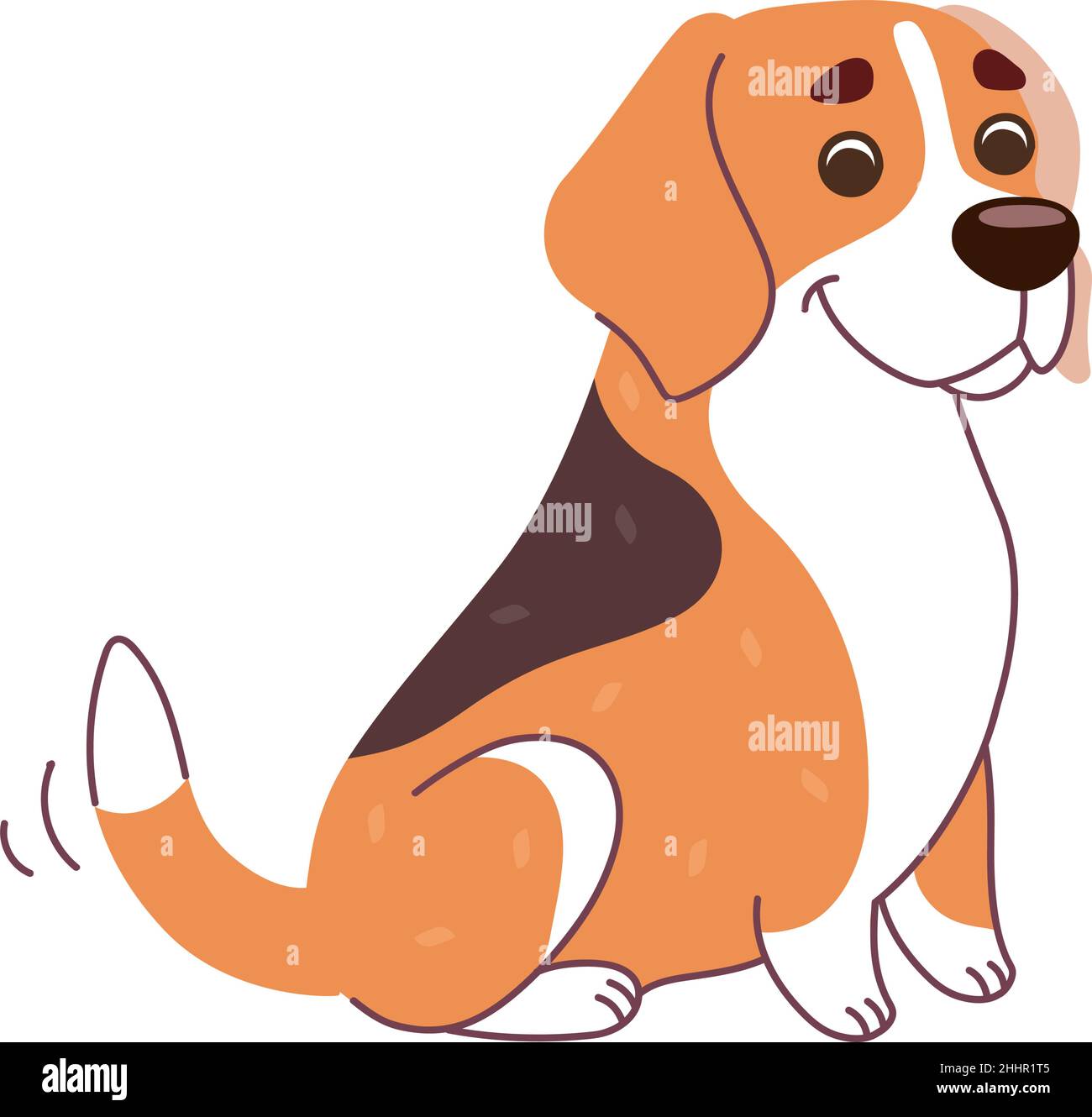 Ginger dog with white spots. Beagle in a flat style. Vector ...