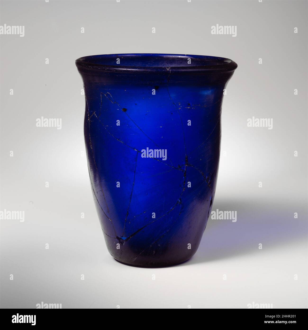 Glass beaker 4th century A.D. Roman Translucent deep cobalt blue ...